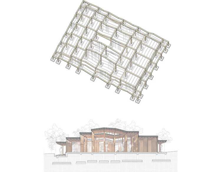 A spiral corridor under the pitched roofs – C3GLOBE